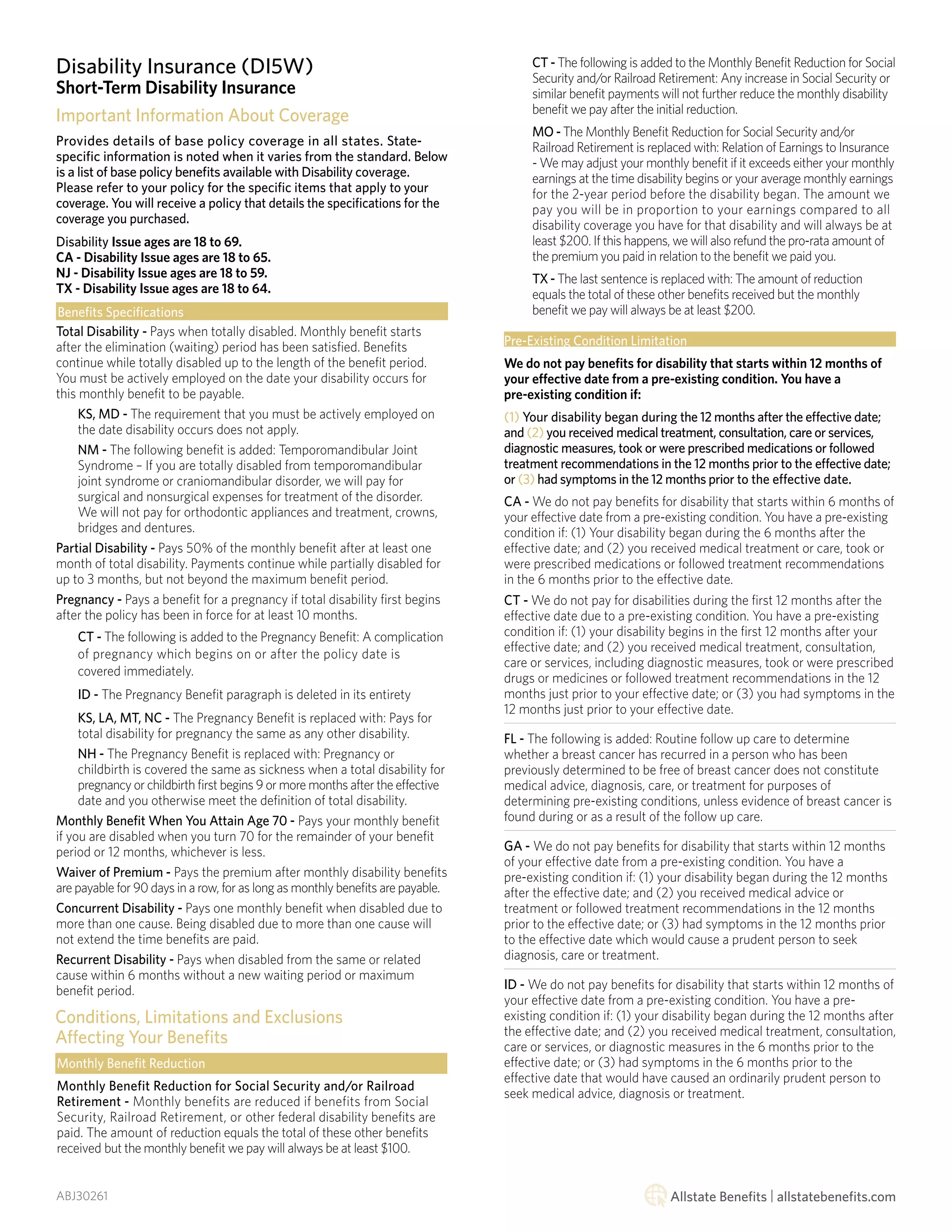 Disability Insurance from Allstate Benefits | PDF | Government Support ...