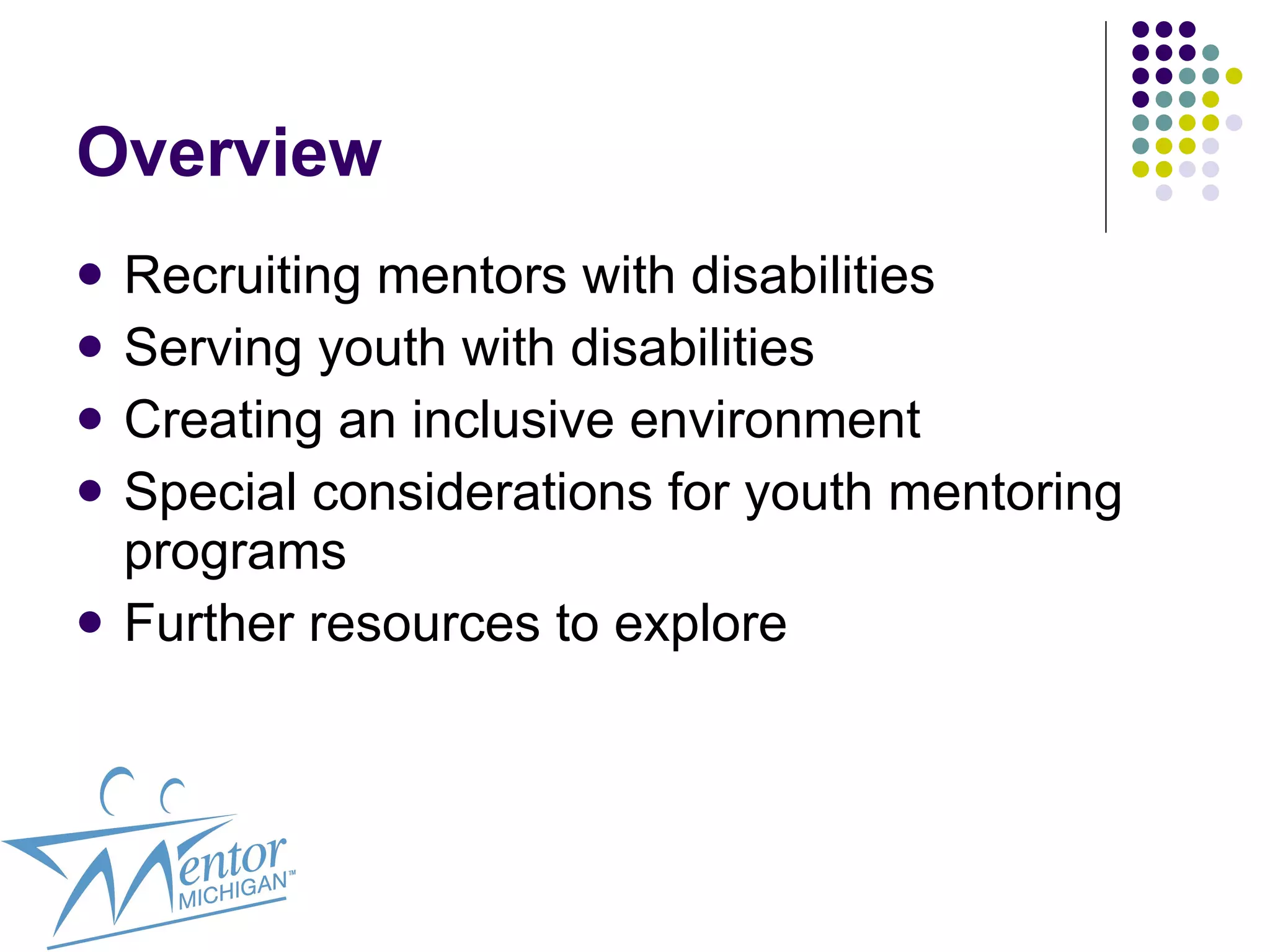 Disability and inclusion Resources for Mentoring Programs | PPT
