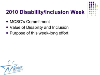 Disability and inclusion Resources for Mentoring Programs | PPT