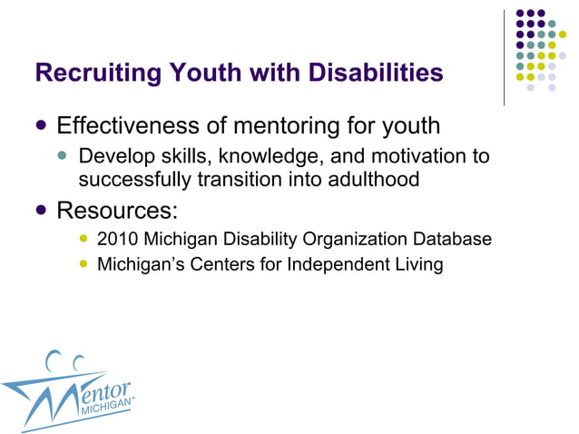 Disability and inclusion Resources for Mentoring Programs | PPT
