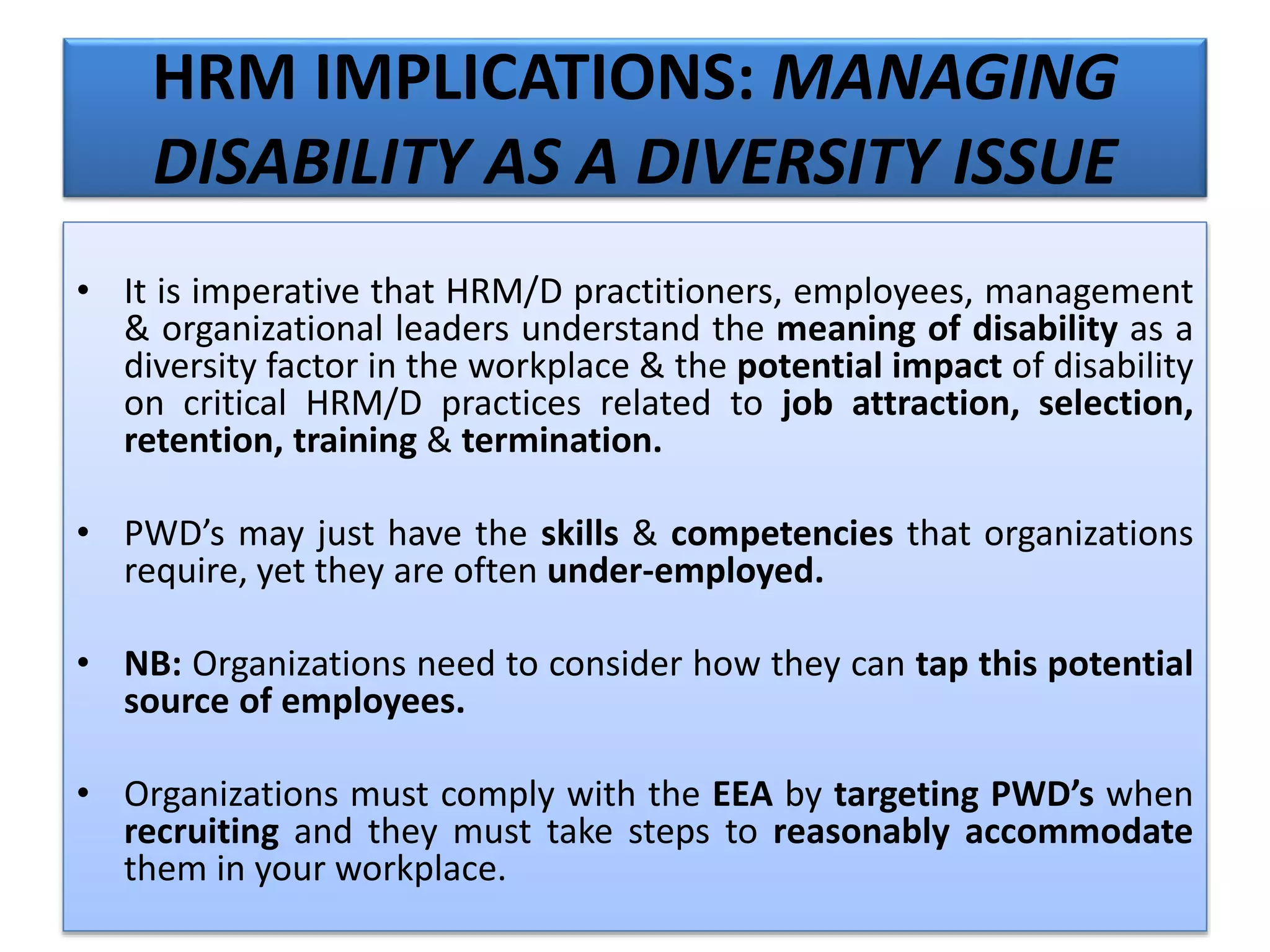 Disability as a Diversity Factor_Implications for HRM practices | PPT