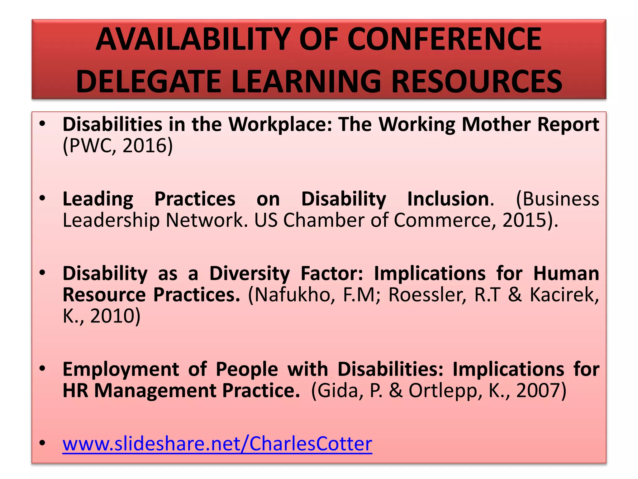 Disability as a Diversity Factor_Implications for HRM practices | PPT