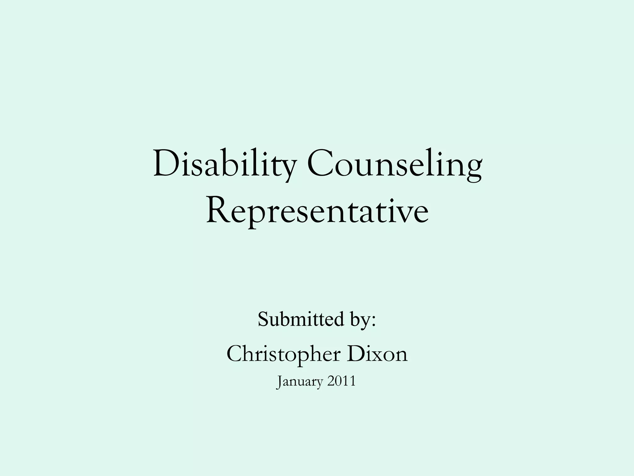 Disability Counselor | PPT