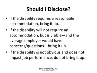 Disability Disclosure in Job Search | PPT