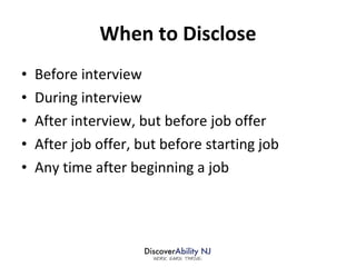 Disability Disclosure in Job Search | PPT