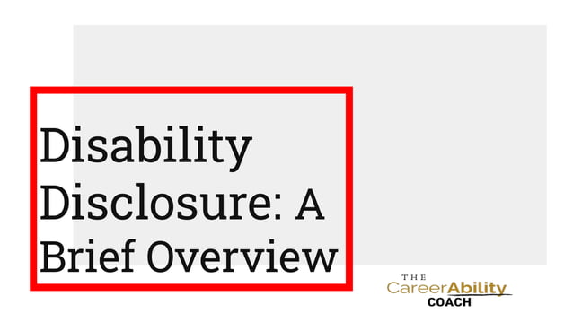 Disability Disclosure | PDF | Resume Writing and Advice | Job Search