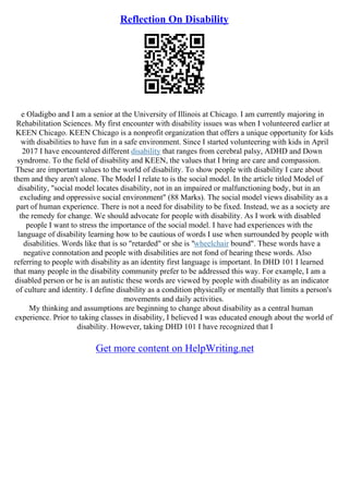 Disability Essay | PDF