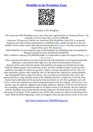 Disability Essay | PDF