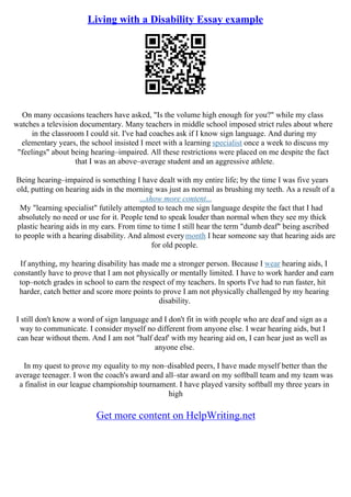 Disability Essay | PDF