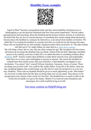 Disability Essay | PDF