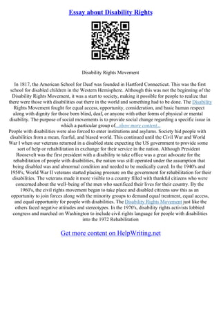 Disability Essay | PDF