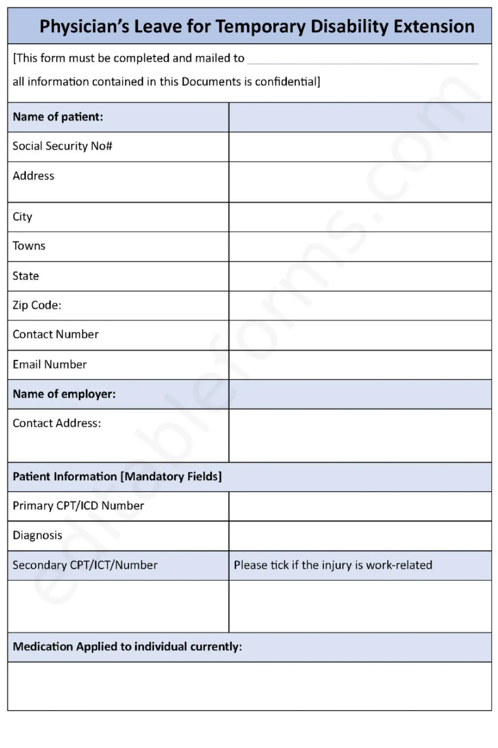 Disability Extension Fillable PDF Template | PDF