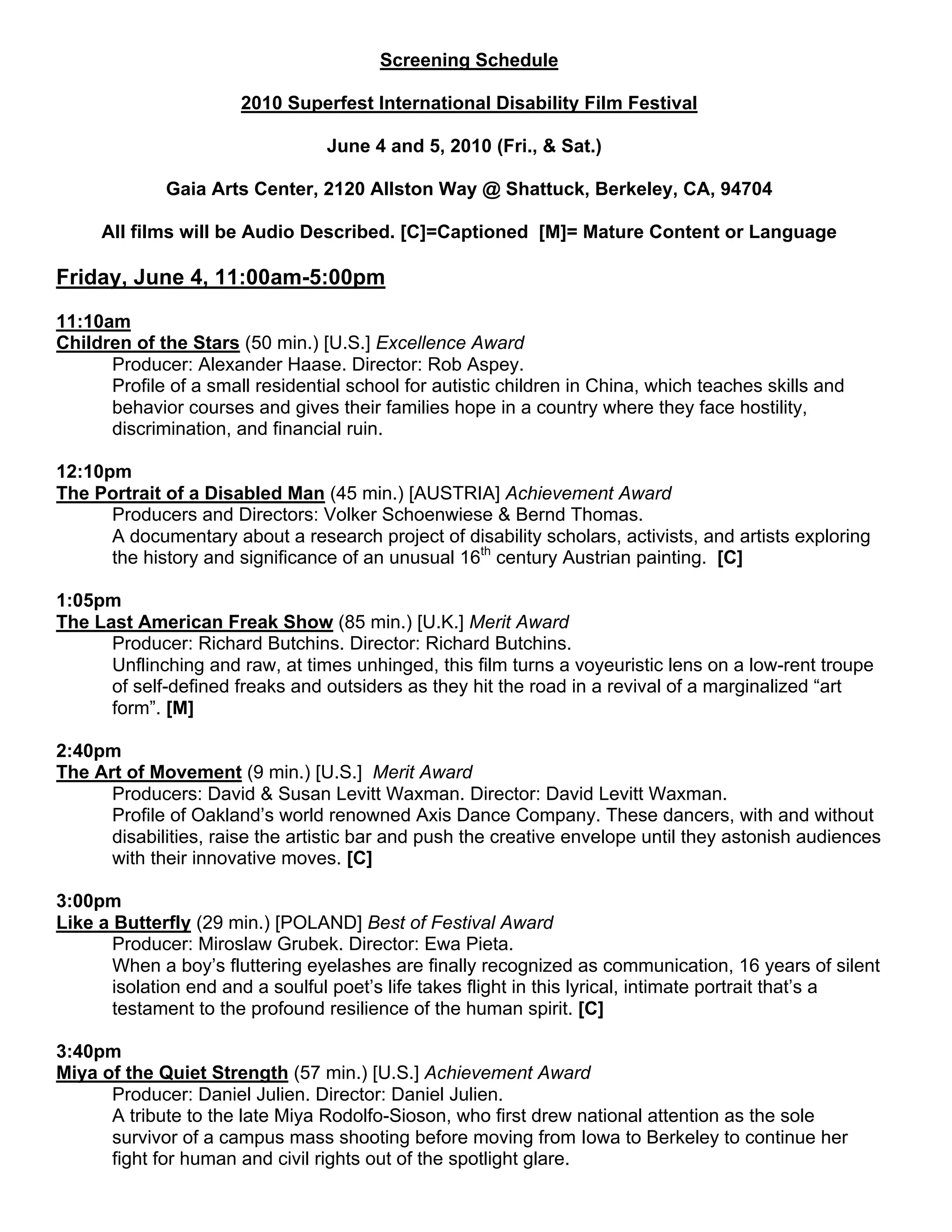 Berkeley Disability Film Festival: | PDF | Documentary | Genres