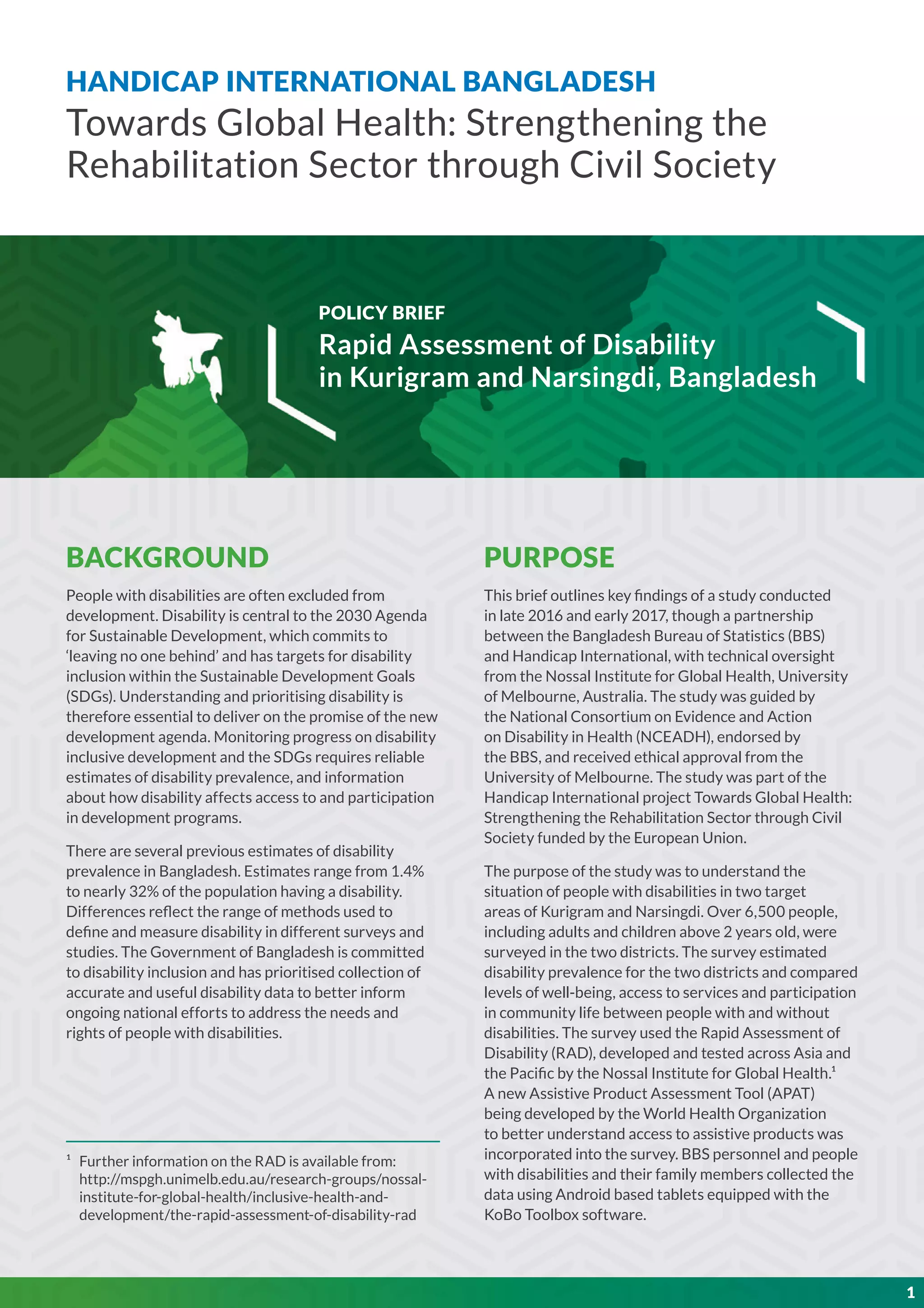 Disability in Bangladesh | PDF
