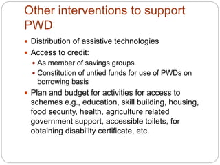Disability inclusion in agriculture based livelihood programs | PPTX
