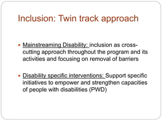 Disability inclusion in agriculture based livelihood programs | PPTX