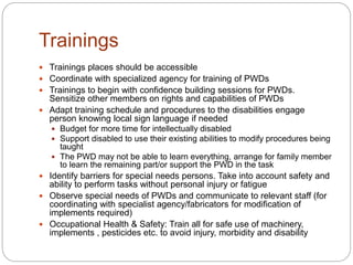 Disability inclusion in agriculture based livelihood programs | PPTX