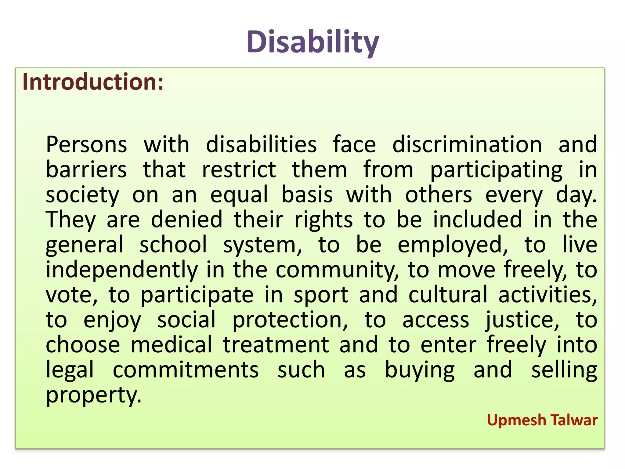 Disability in India & Model of Disability | PPTX