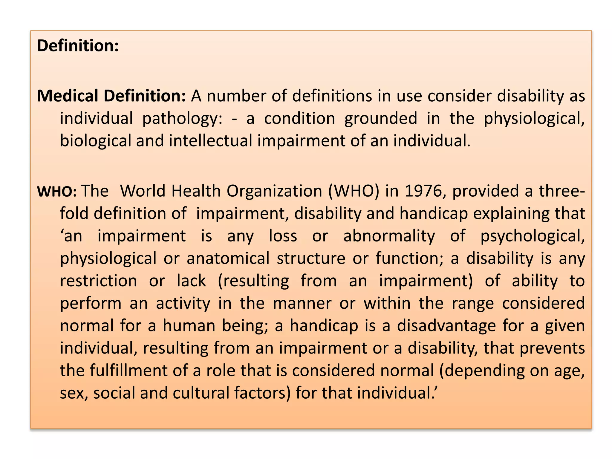 Disability in India & Model of Disability | PPTX