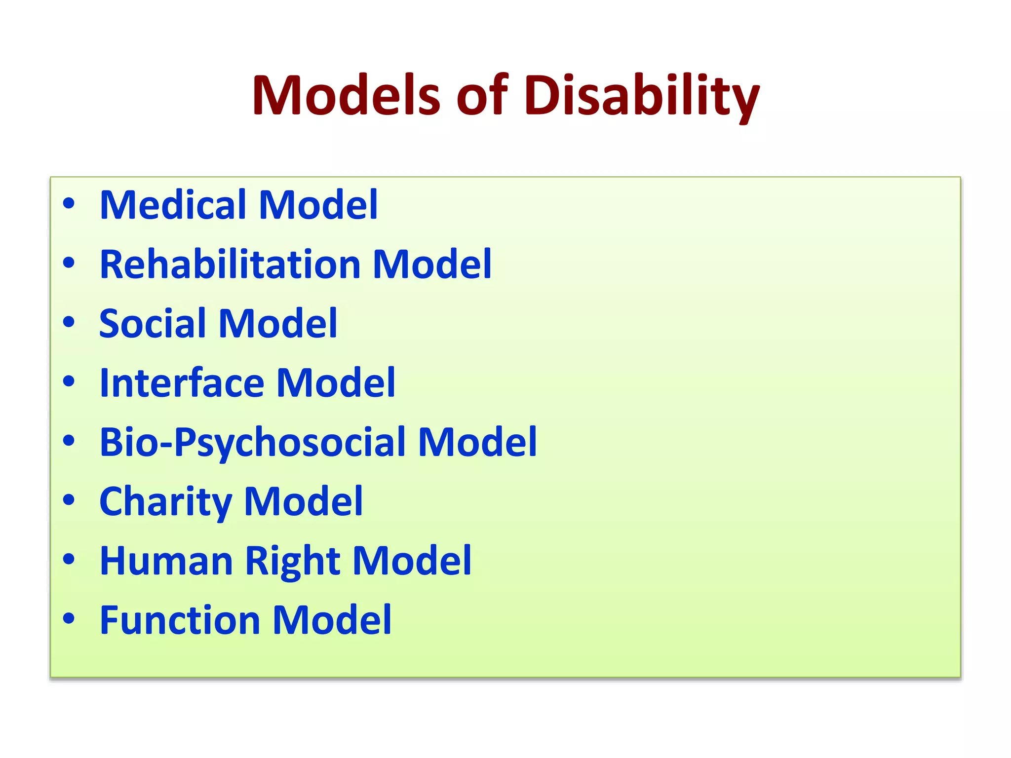Disability in India & Model of Disability | PPTX