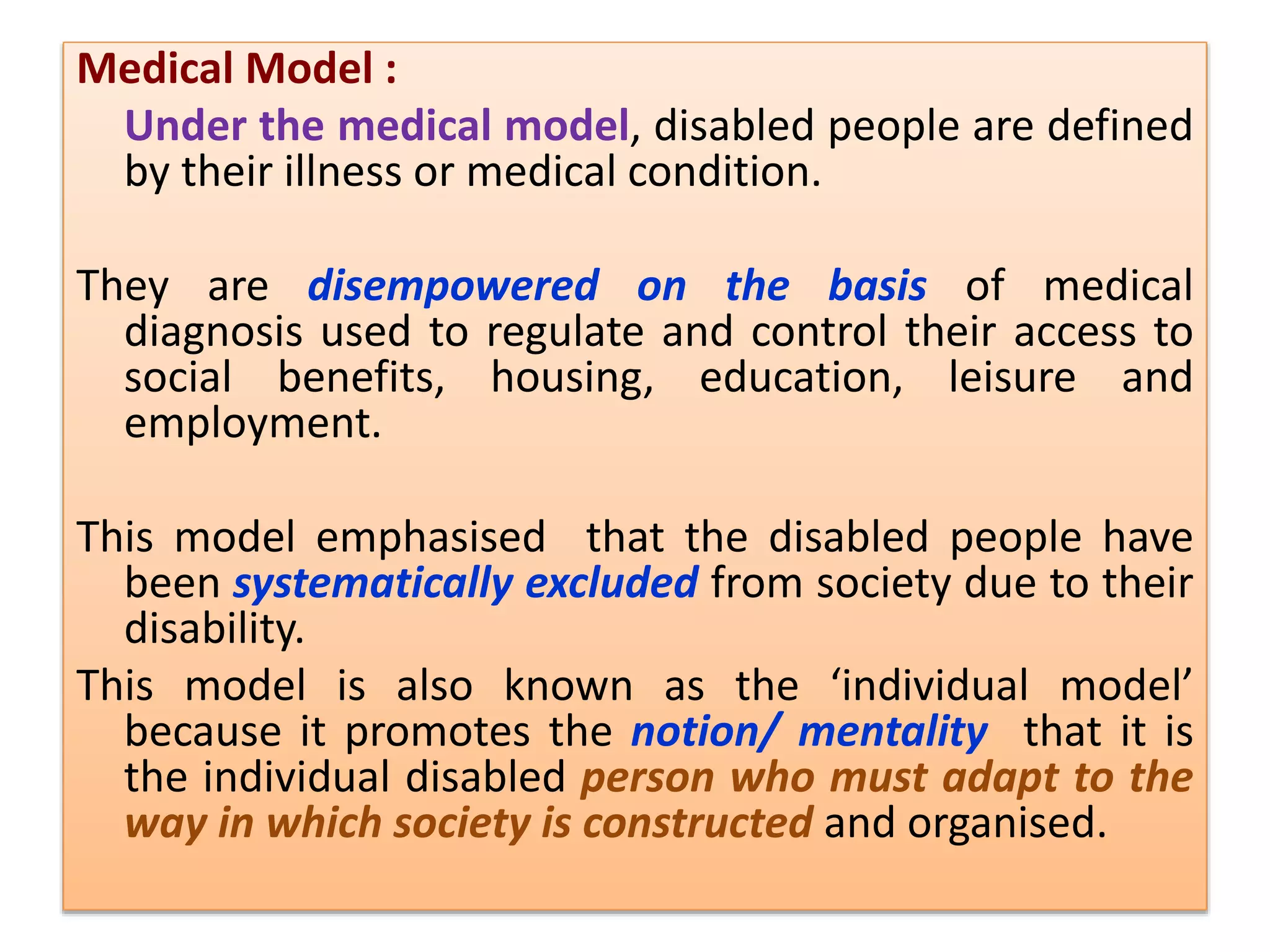 Disability in India & Model of Disability | PPTX