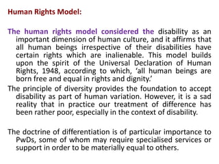Disability in India & Model of Disability | PPTX