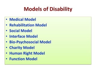 Disability in India & Model of Disability | PPTX