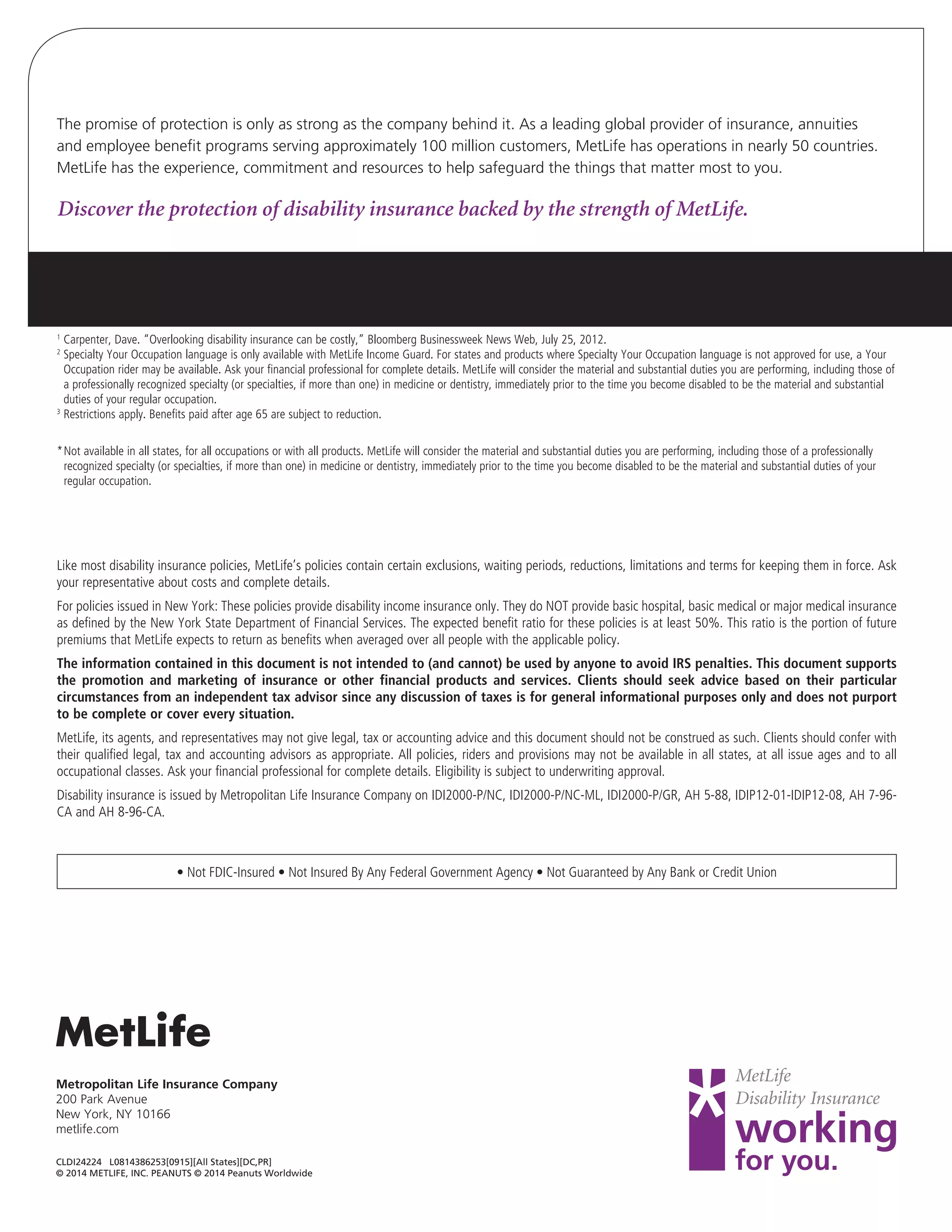 Disability insurance brochure for fellows | PDF