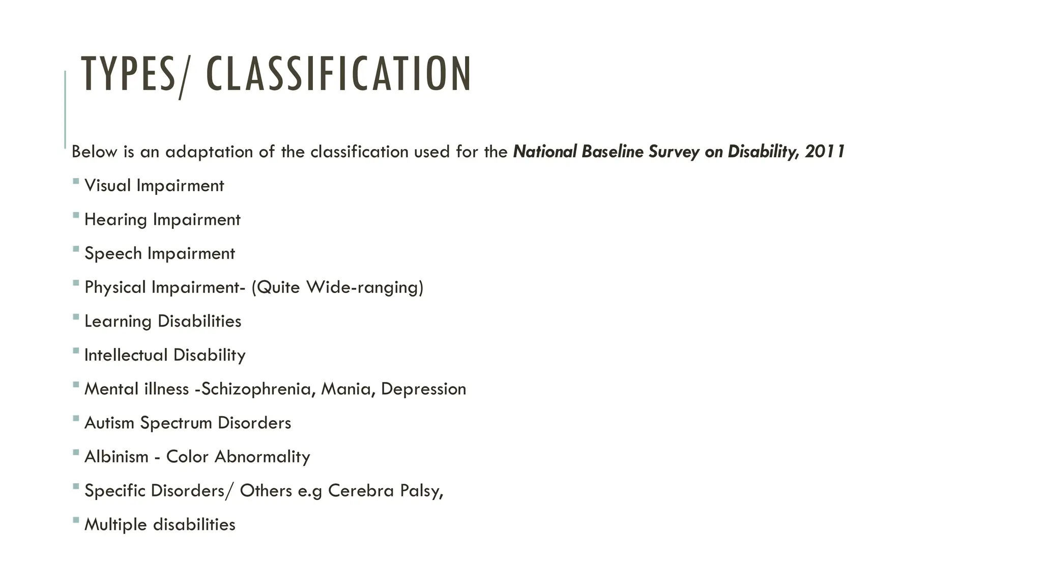 Disability introduction types causes etc | PPTX