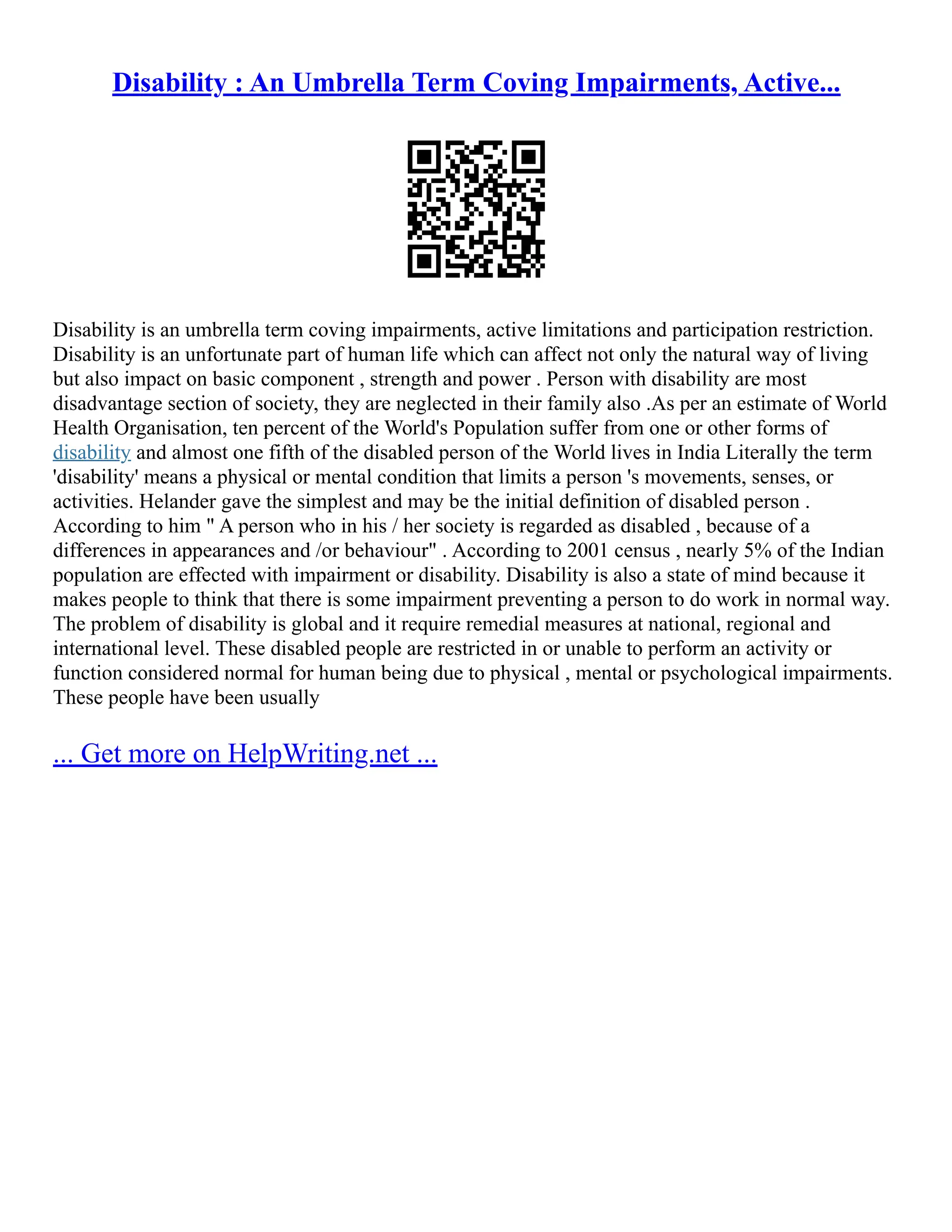 Disability Medical Model And Social Model | PDF