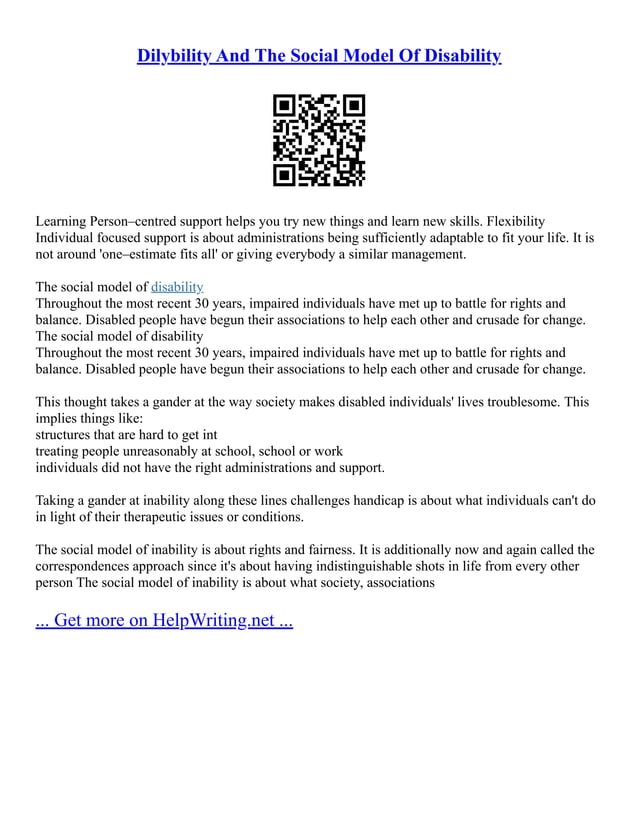 Disability Medical Model And Social Model | PDF