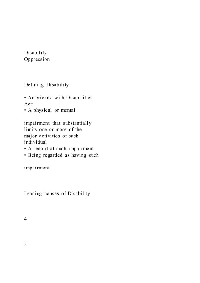 Disability Oppression Defining Disability• Ameri | DOCX | Mental Health ...