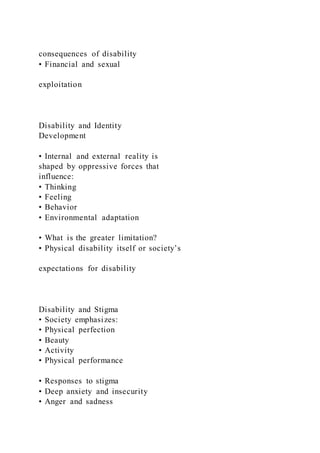 Disability Oppression Defining Disability• Ameri | DOCX | Mental Health ...