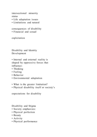 Disability Oppression Defining Disability• Ameri | DOCX | Mental Health ...