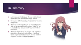Disability Representation in Anime and Manga: AmeCon 2018 | PPTX