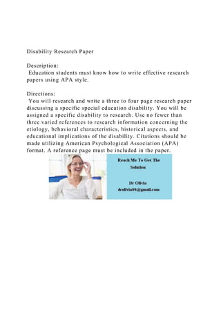 Disability Research Paper Description Education students .docx
