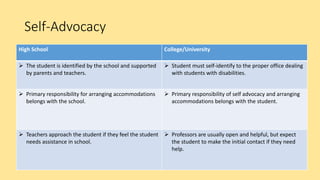 Disability Services - HS to College | PPTX