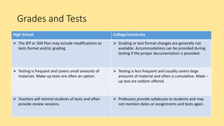Disability Services - HS to College | PPTX