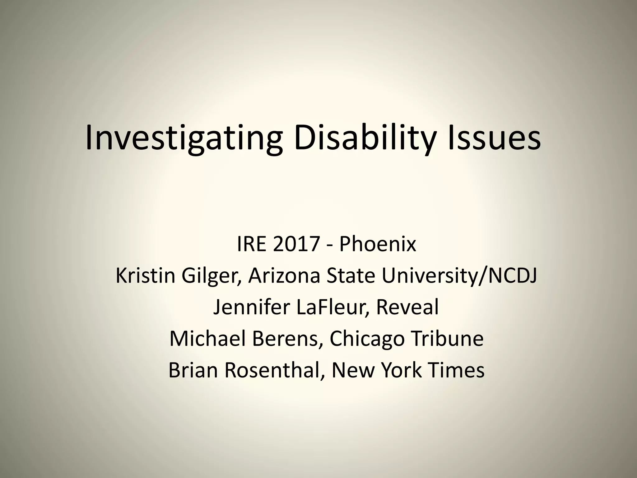 Investigating Disabiity Issues | PPT