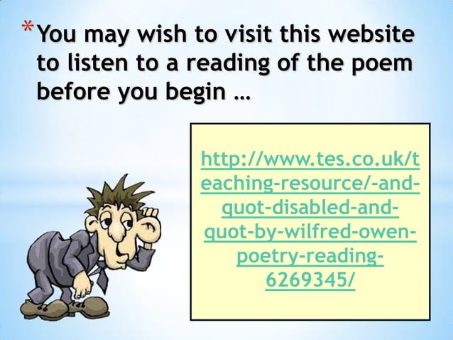 "Disabled" by Wilfred Owen - IGCSE Anthology | PPS