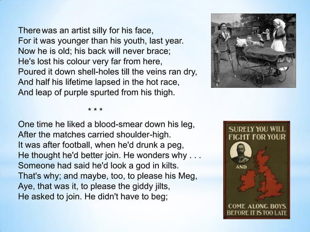 "Disabled" by Wilfred Owen - IGCSE Anthology | PPT