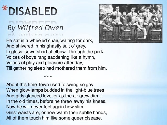 Disabled By Wilfred Owen IGCSE Anthology Disabled By Wilfred Owen IGCSE Anthology