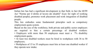 Disabled people at the job market in italy completo | PPT