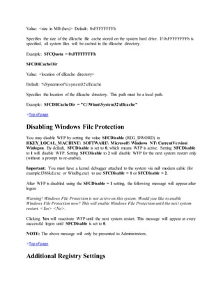 Disabling windows file protection | PDF