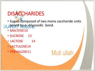 Disaccharides and their role in health and their structure | PPTX