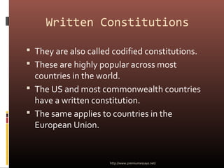 Disadvantages of a written constitution | PPT