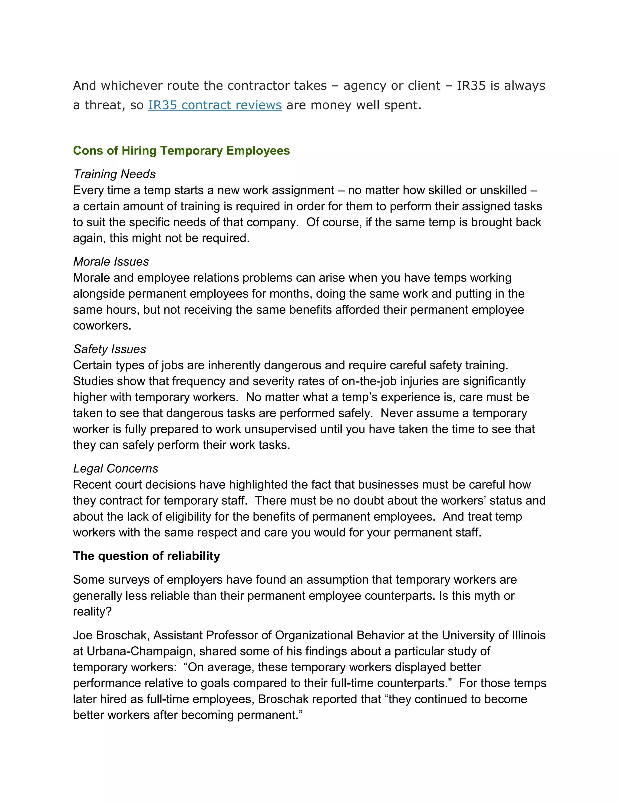 Disadvantages of being a temporary agency worker | DOCX