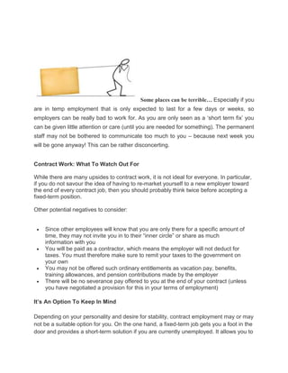 Disadvantages of being a temporary agency worker | DOCX