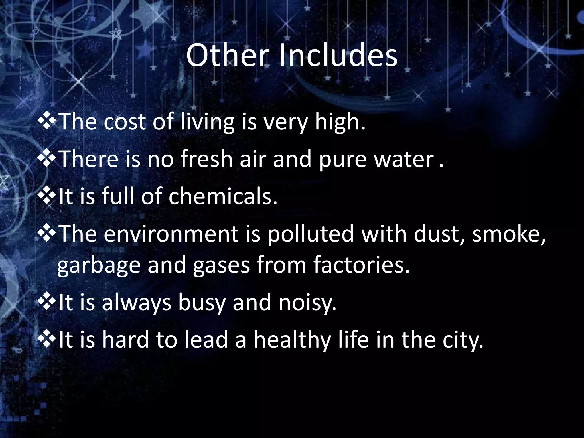 Disadvantages of city life | PPTX