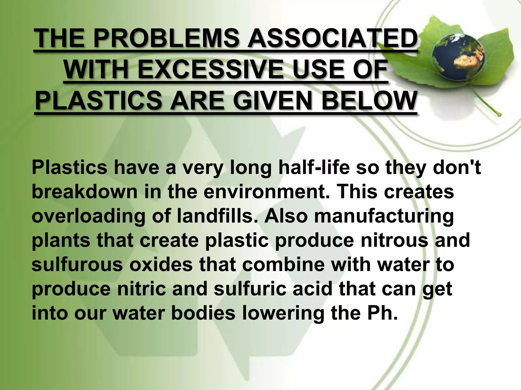 Disadvantages of excessive use of plastics | PPTX